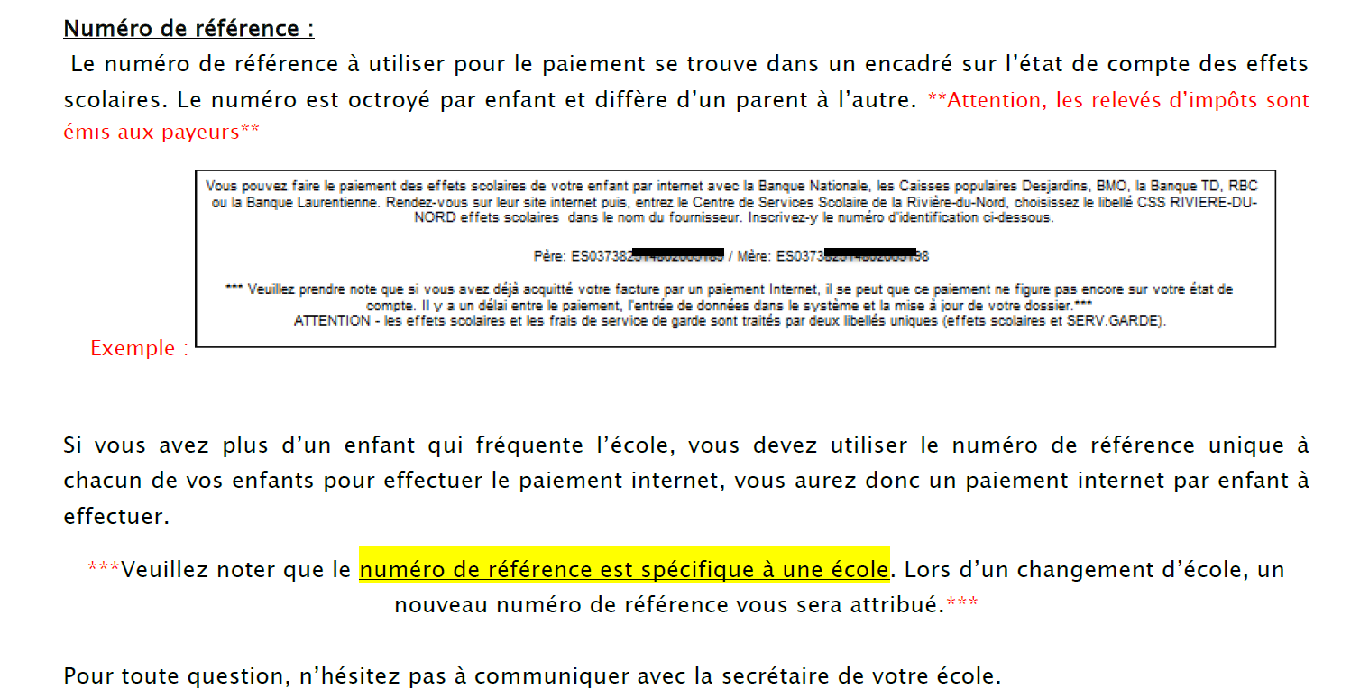 Effets scolaires | CSSRDN